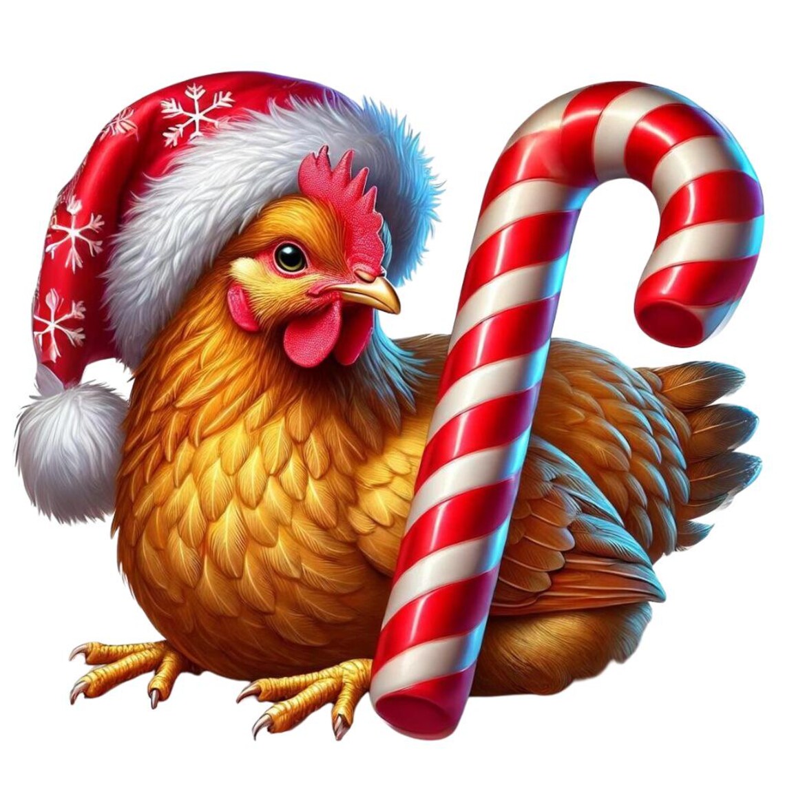 Christmas Chicken Clipart: Festive Santa With Chicken, (11 PNG, Digital ...