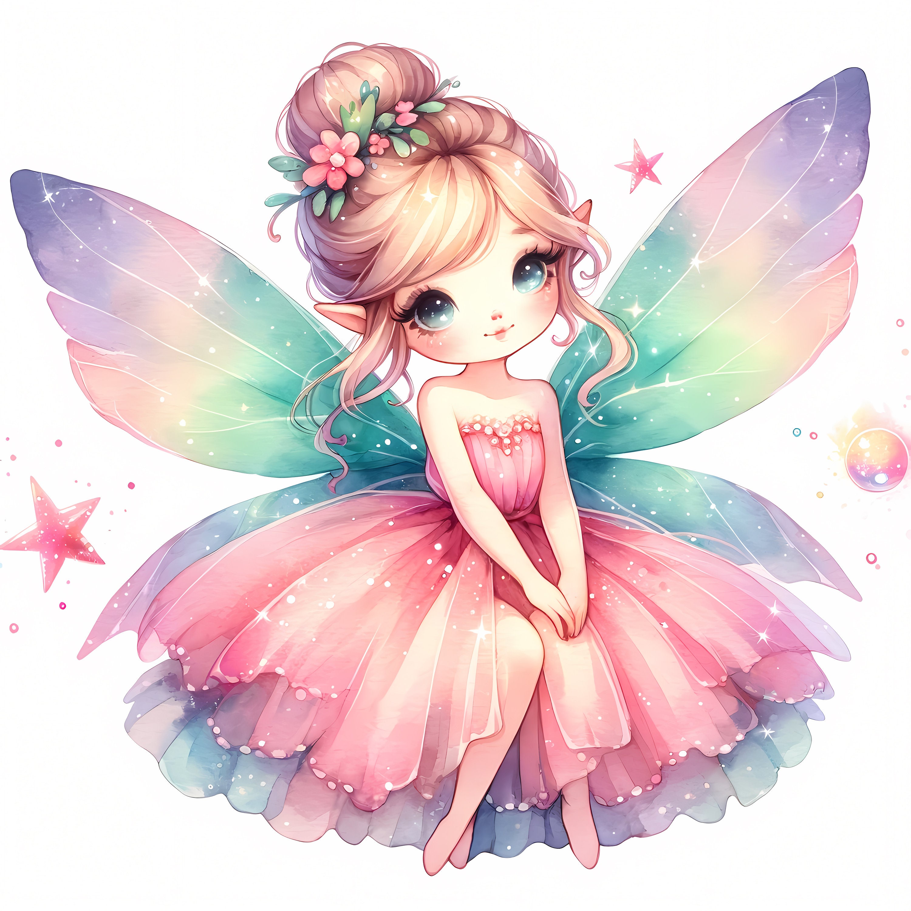 Watercolor Fairies Clipart – Cute Fairy Designs (digital Prints) - Etsy