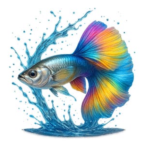 10 Cute Guppy Fish Clipart Bundle, Colorful Guppy PNG, Guppy Fish ...