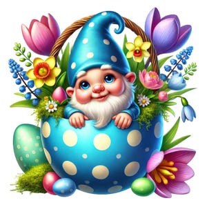 Cute Easter Gnome Clipart | 12 High-quality PNG | Easter Egg Gnome ...