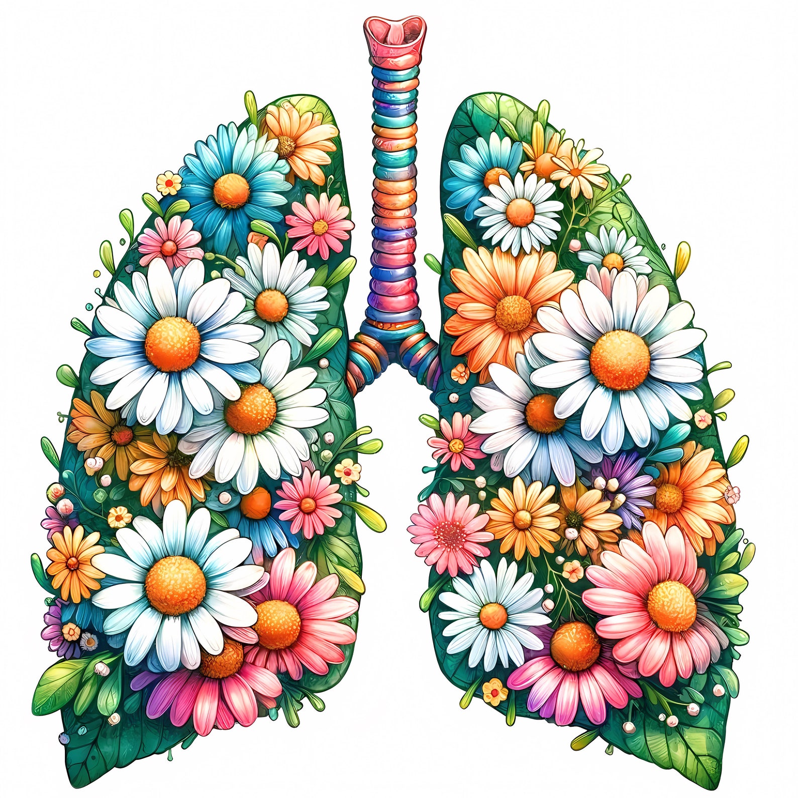 Floral Lung Clipart: Botanical Anatomy Art (12 PNG JPG Digital Download ...