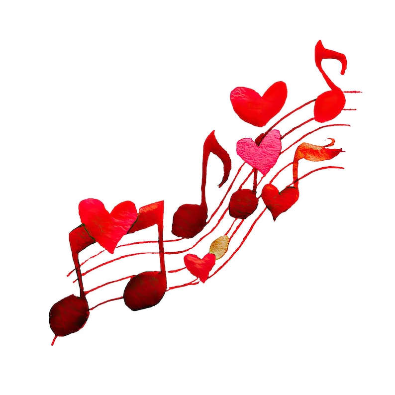 Valentine's Day Music Notes Clipart | Romantic Musical Graphics ...