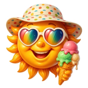 Cute Sun Clipart Bundle, Kawaii Summer PNG (digital Download) - Etsy