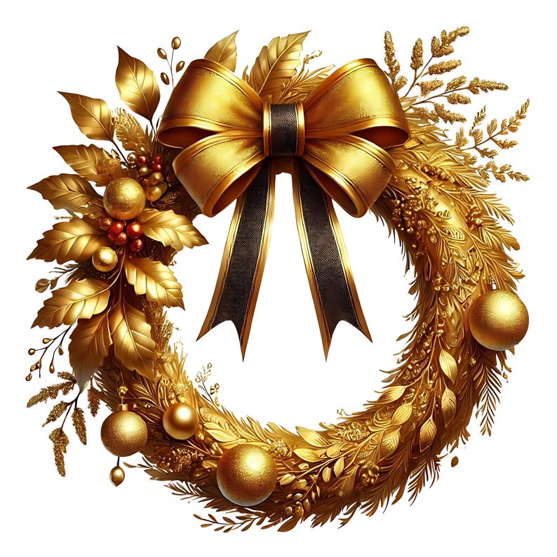 Christmas Wreath Clipart: Festive Holiday Art (digital Download ...