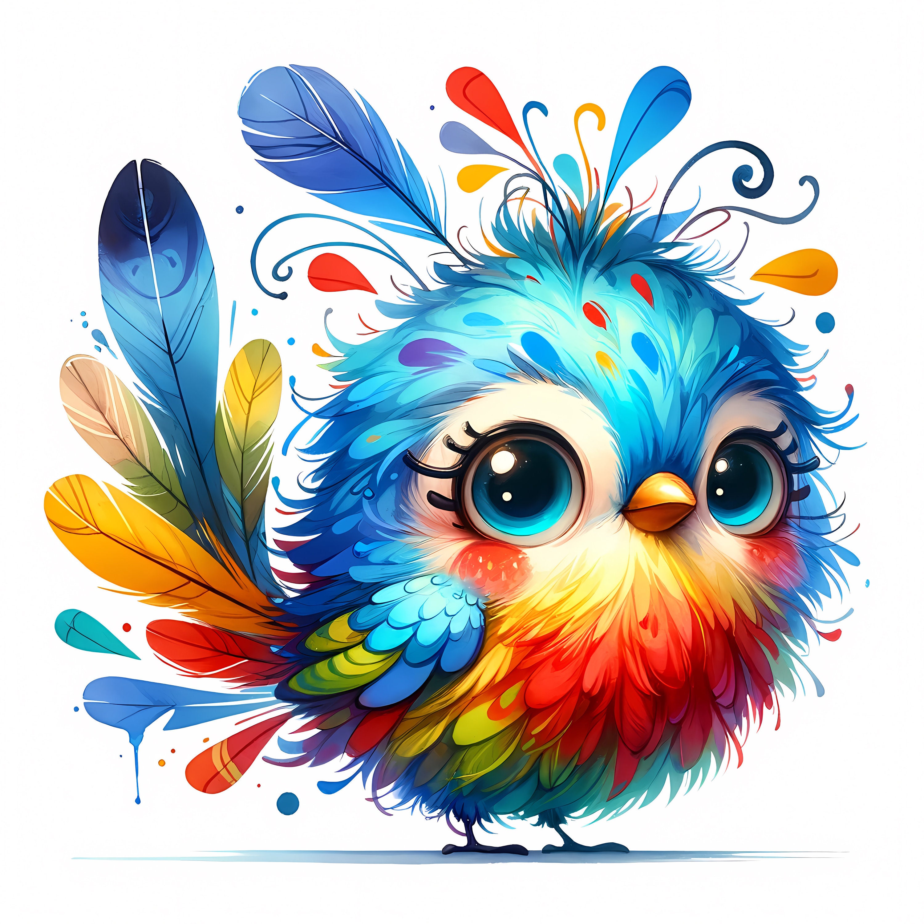 Whimsical Bird Clipart | Funny Birds Art, Colorful (digital Download ...