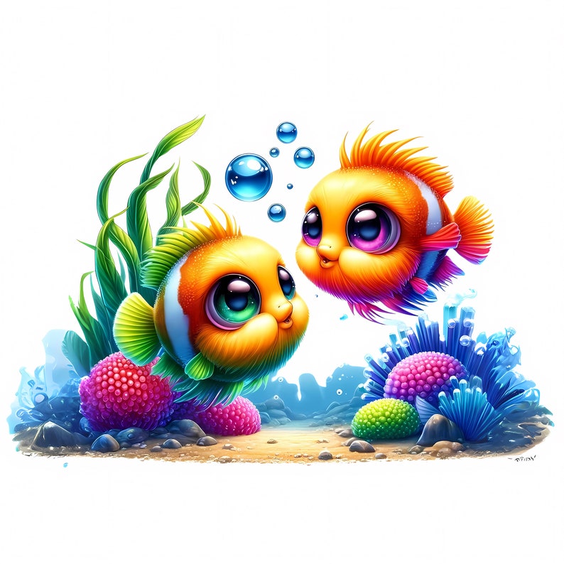 Cute Fish Clipart | Adorable JPG Bundle (digital Download) - Etsy