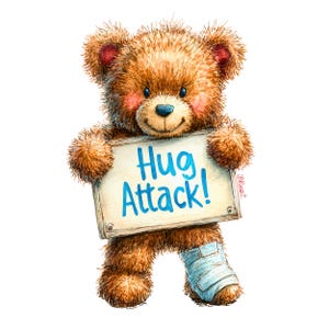 Get Well Soon Teddy Bear Clipart: Sick Bear Graphics (digital Download ...