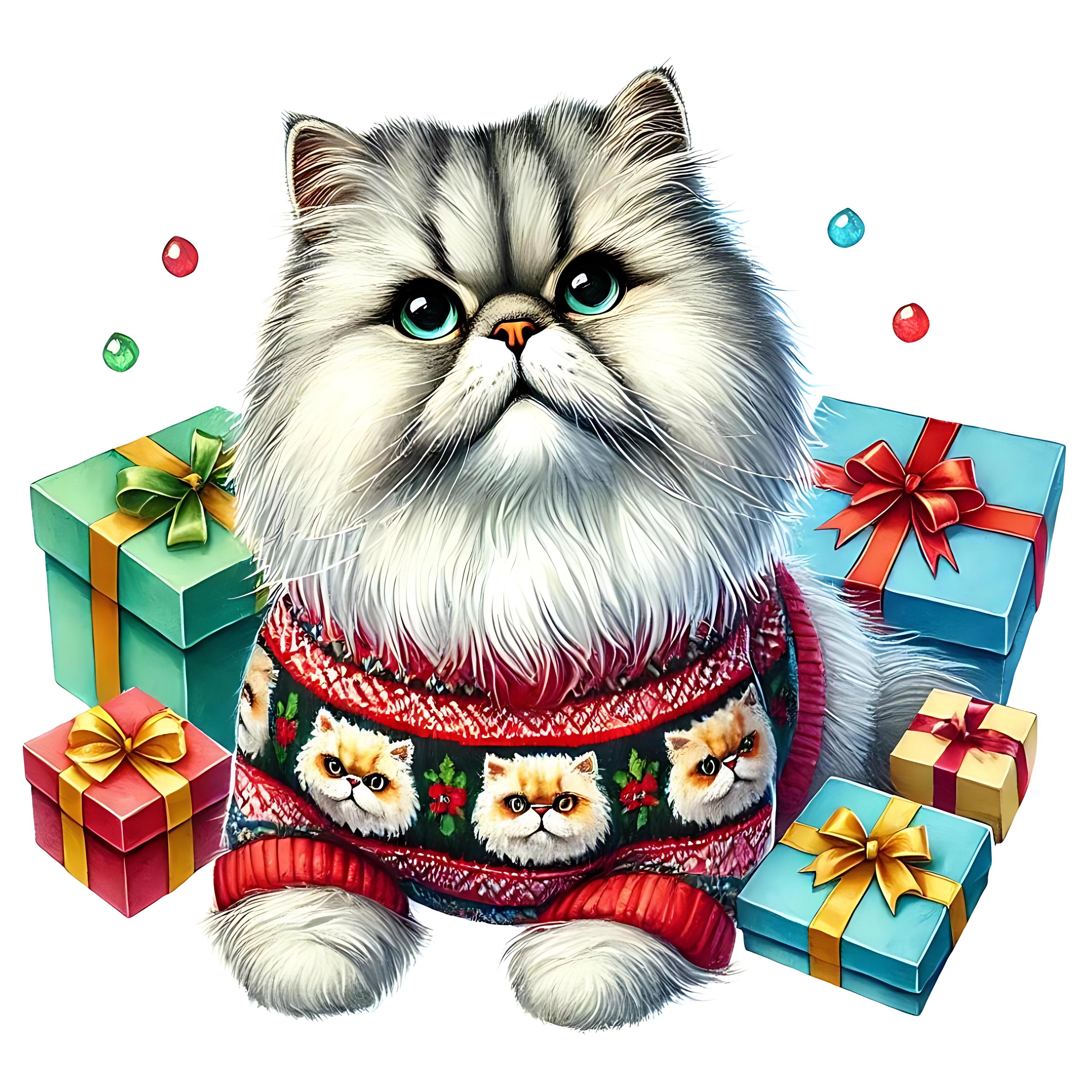 Christmas Cat Clipart: Festive Holiday 13 JPG Bundle (digital Download ...