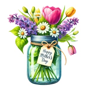 Happy Mothers Day Floral Clipart Bundle (digital Download) - Etsy