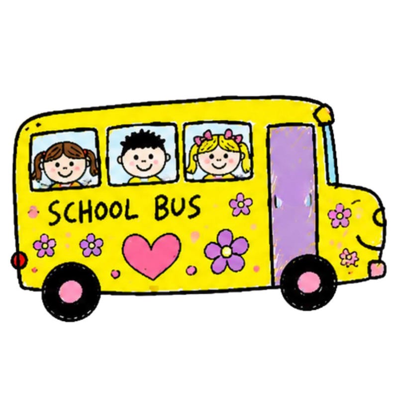 Scribbly Cute School Bus Clipart: Hand Drawn Yellow Bus Graphics ...