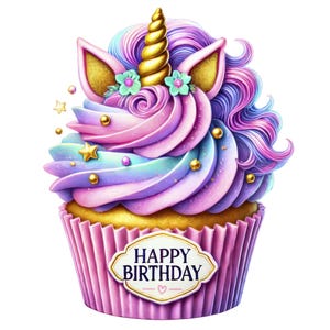Cute Cupcake Birthday Clipart | High-quality PNG Bundle (digital ...