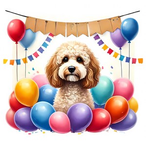 Cockapoo Birthday Clipart | Party Dog Art 11 Jpgs (commercial Use) - Etsy