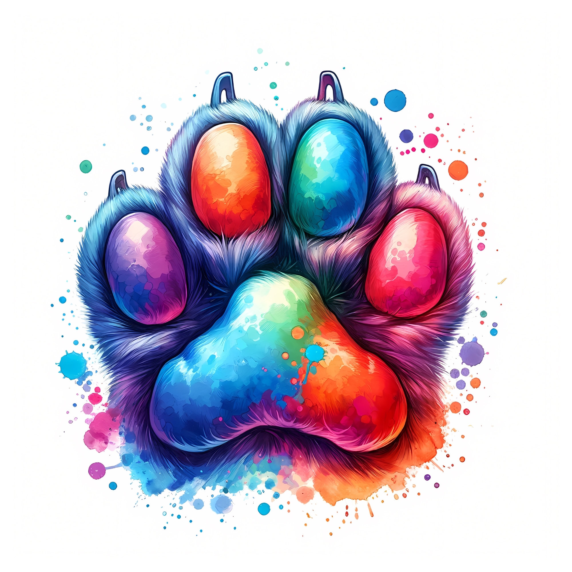 Cat Paw Print Clipart | Colorful Wall Art (digital Download) Set of 11 ...