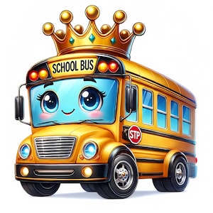 Cute Bus Clipart | 12 High-quality Jpgs | Adorable School Bus Clipart ...