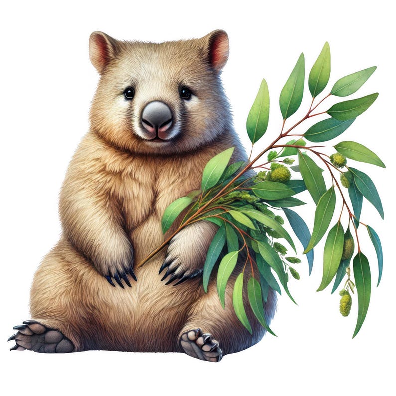 Watercolor Wombat Clipart Bundle: Adorable Wildlife Art (PNG/JPG ...