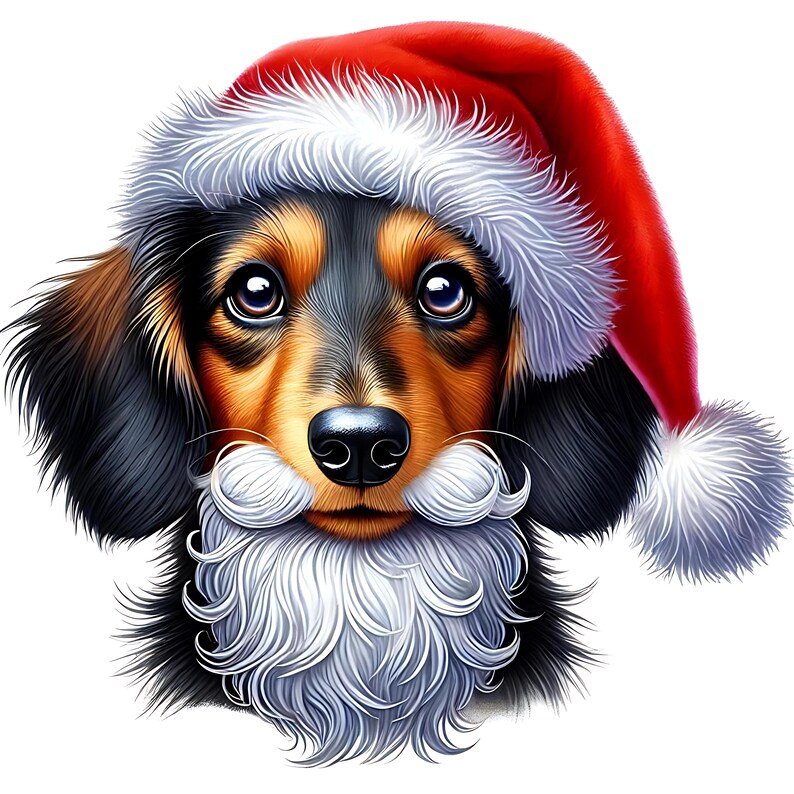 Christmas Dachshund Clipart: Festive Dog Art (12 JPG Digital Download ...