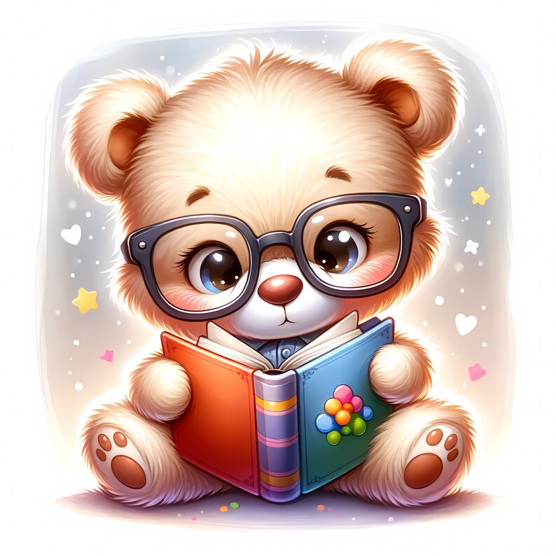 Reading Teddy Bear Clipart – Cute Nursery Art, Commercial Use (jpgs) - Etsy