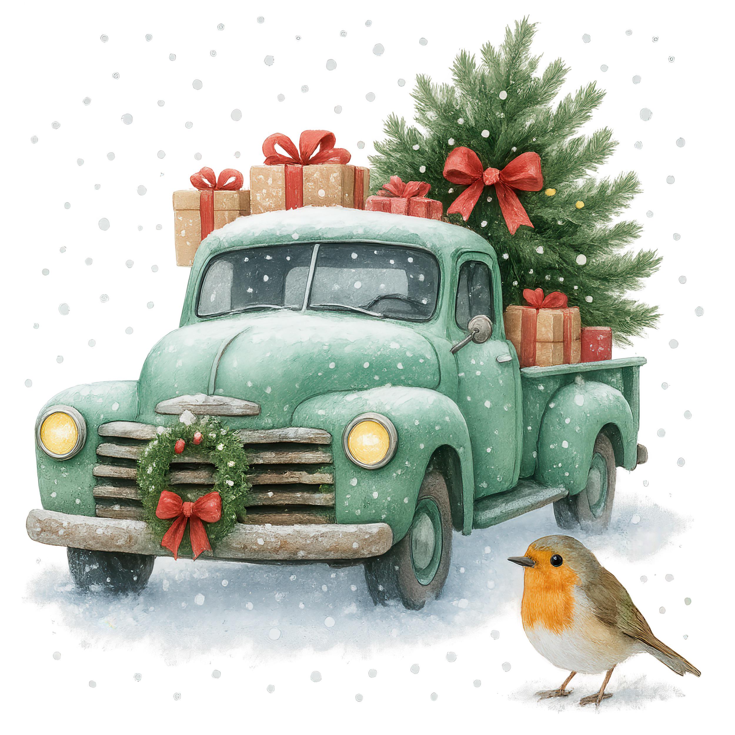 Christmas Pickup Truck Clipart, Holiday Truck (digital Download) Set of ...