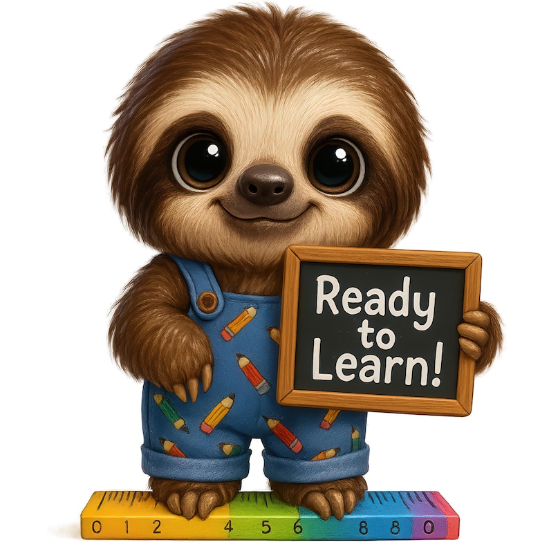 Student Sloth Clipart Bundle: Back to School PNG Graphics (digital ...