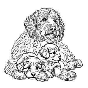 10 Bernedoodle Dog Line Art Clipart Bundle: T-shirt Design (digital ...