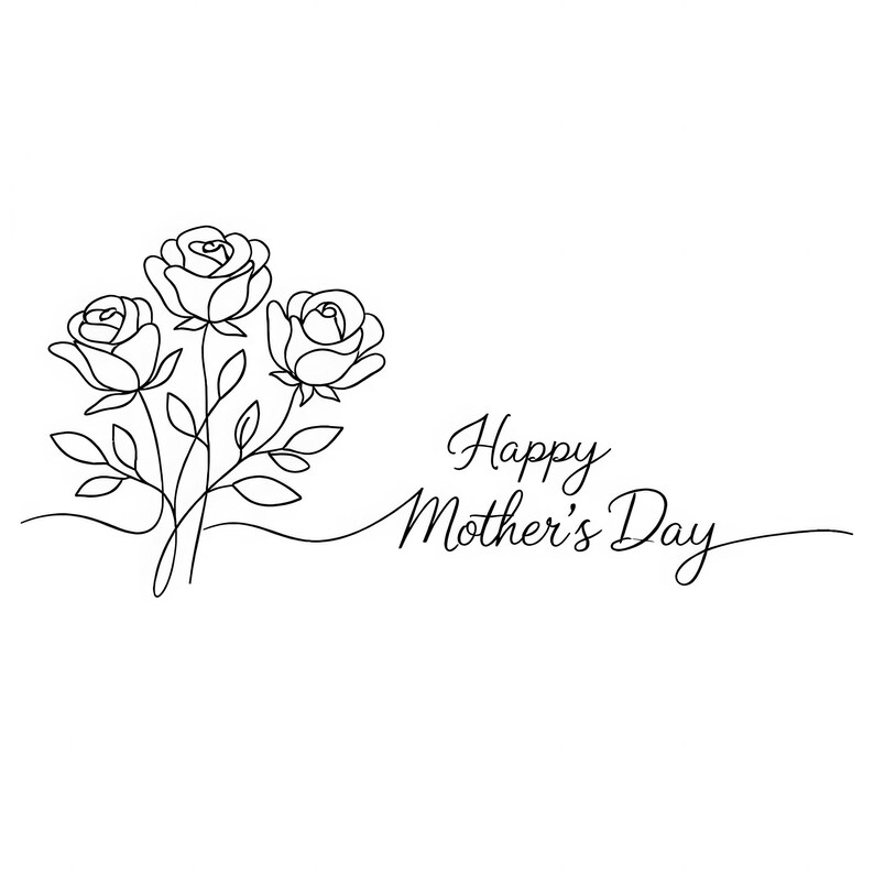 Floral Mother’s Day Clipart, Mom Hand Drawn Outline Graphics, Digital ...