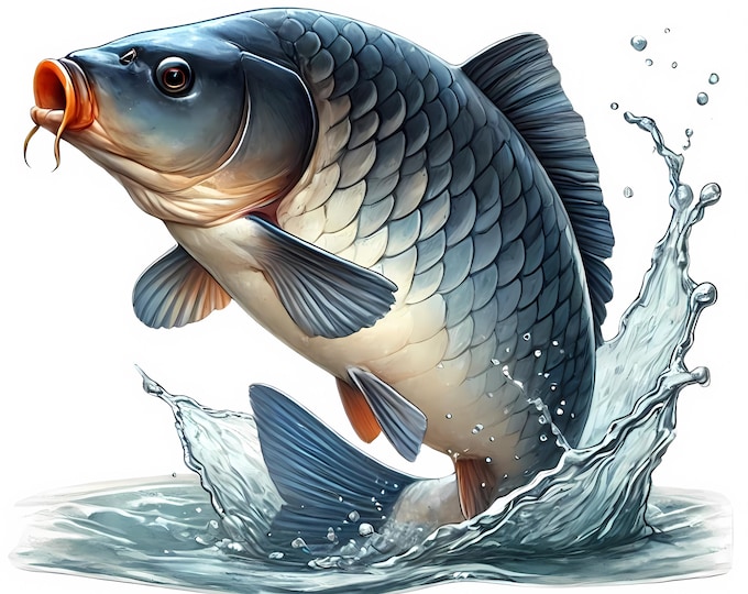 6 Carp Fish Clipart, Carp Clipart PNG, Fishing, Digital Graphic ...