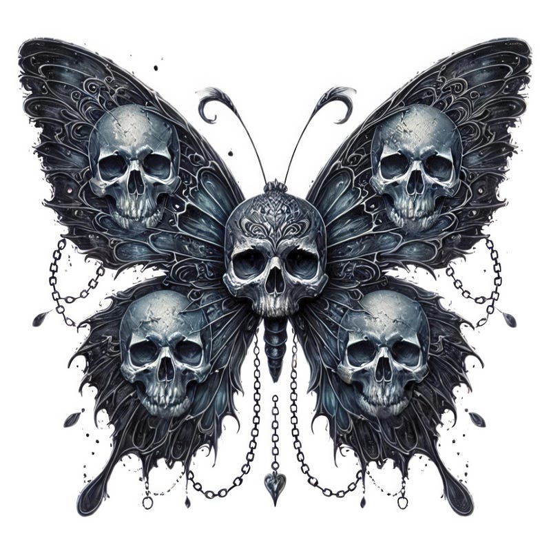 Skull Butterfly Stickers - Etsy