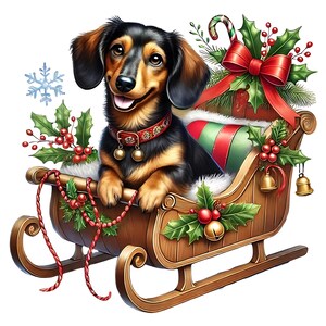 Christmas Dachshund Clipart: Festive Dog Art (12 JPG Digital Download ...