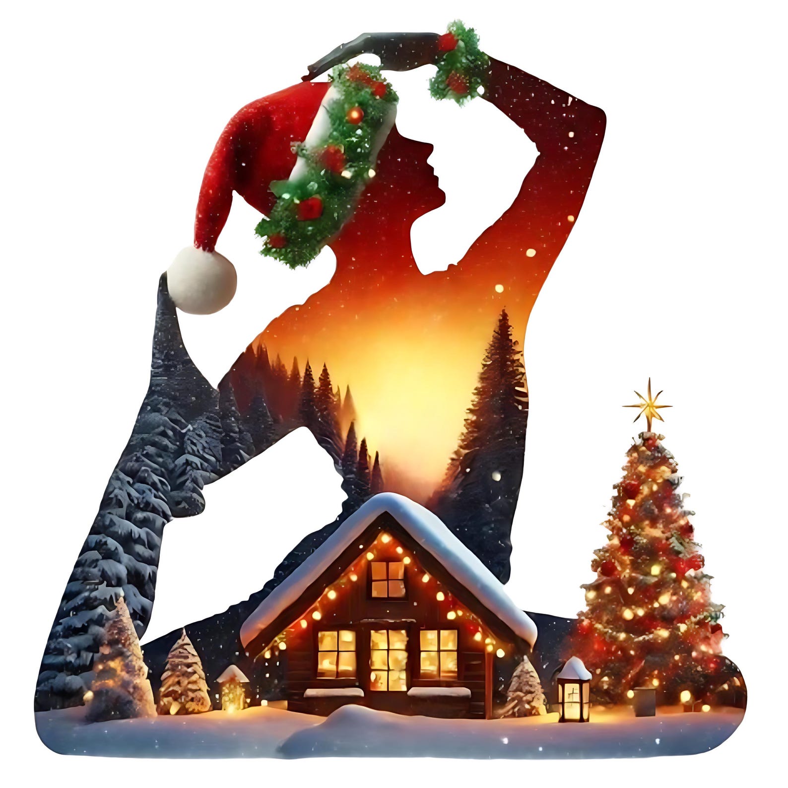 Christmas Yoga Clipart: Holiday Meditation Art (10 JPG Digital Download ...