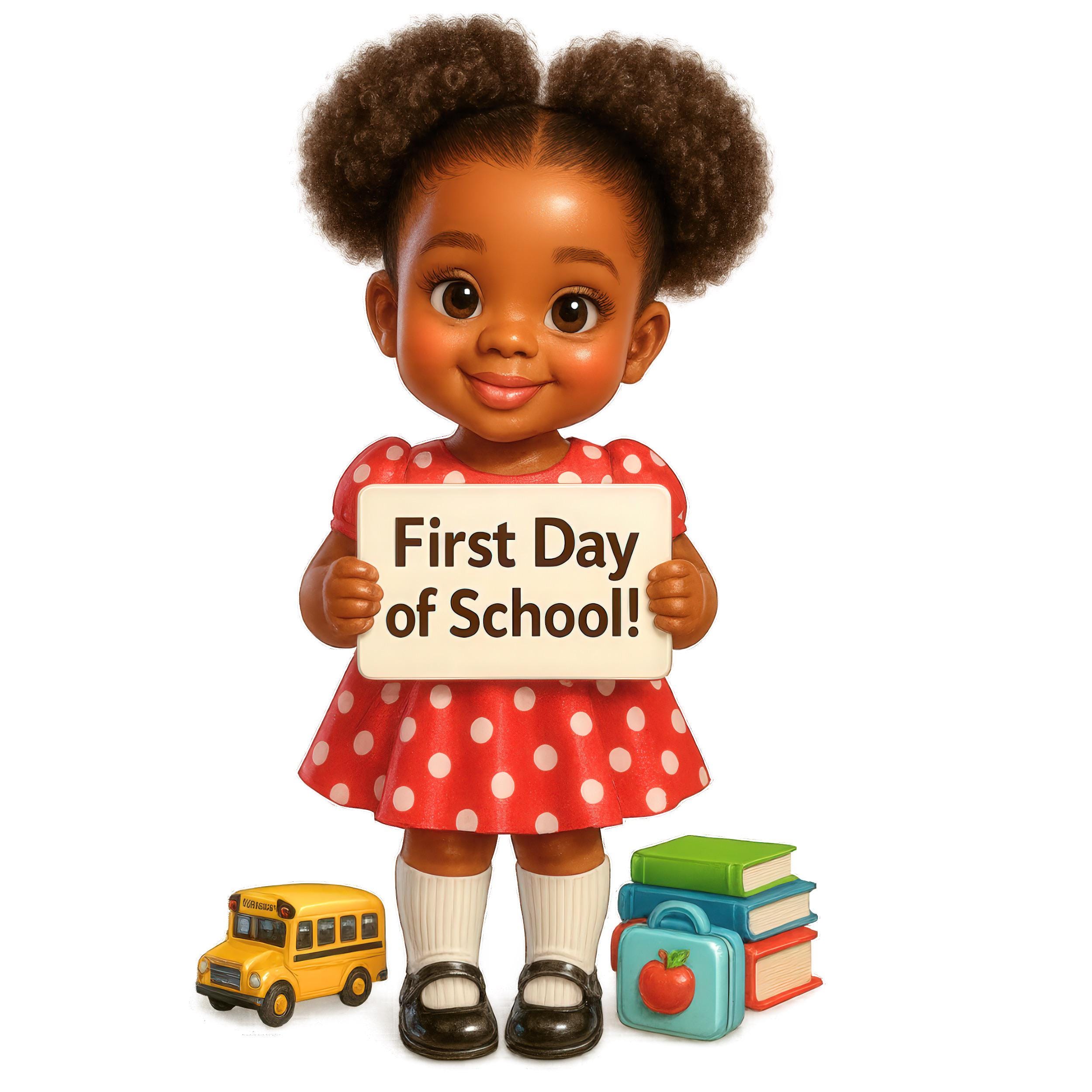 Black Girl Back to School Clipart: Afro Png Graphics, Adorable African ...