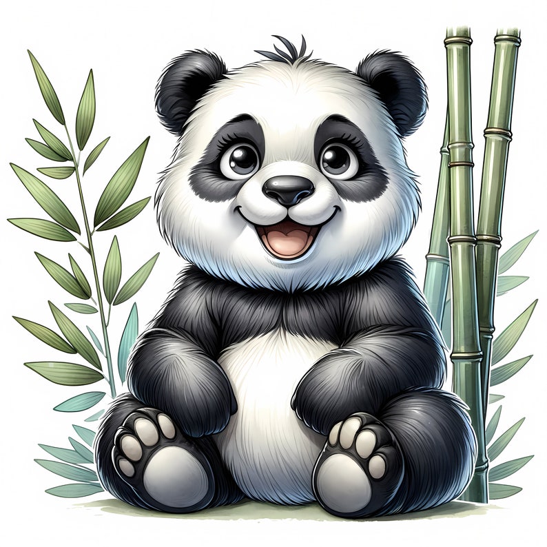 Cute Panda Clipart 12 High-quality Jpgs Adorable Baby Panda Clipart ...