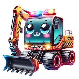 Cute Construction Vehicles Clipart | 10 High-quality Jpgs | Clipart ...