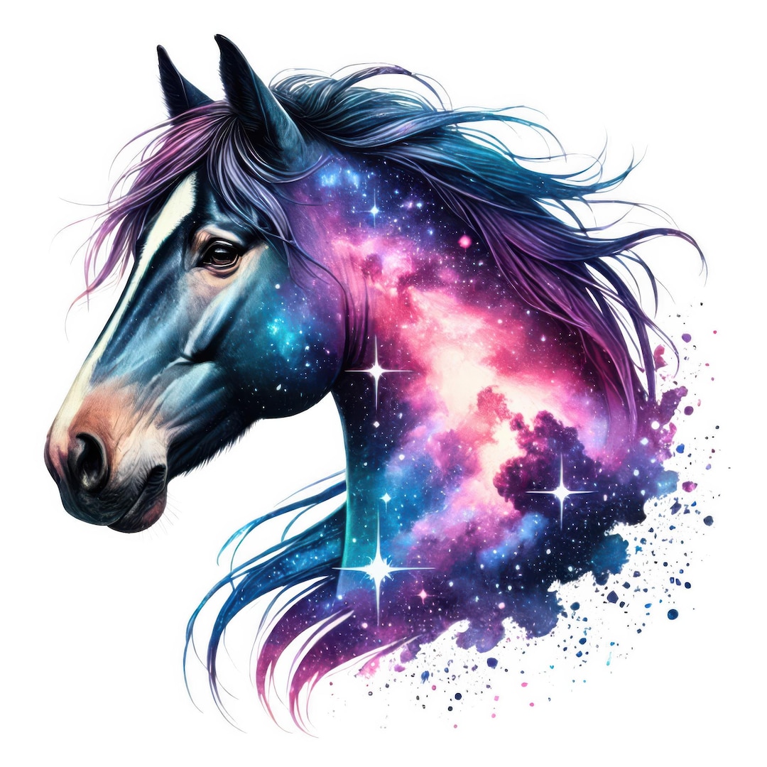 Galaxy Horse Clipart: Majestic Cosmic Horse Art (11 PNG/JPG, Commercial ...