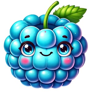 Cute Blue Raspberry Clipart | 11 High-quality Jpgs | Adorable Kawaii ...