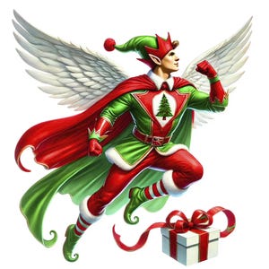 Superhero Elf Clipart | 11 High-quality Pngs | Brave Christmas Elf ...