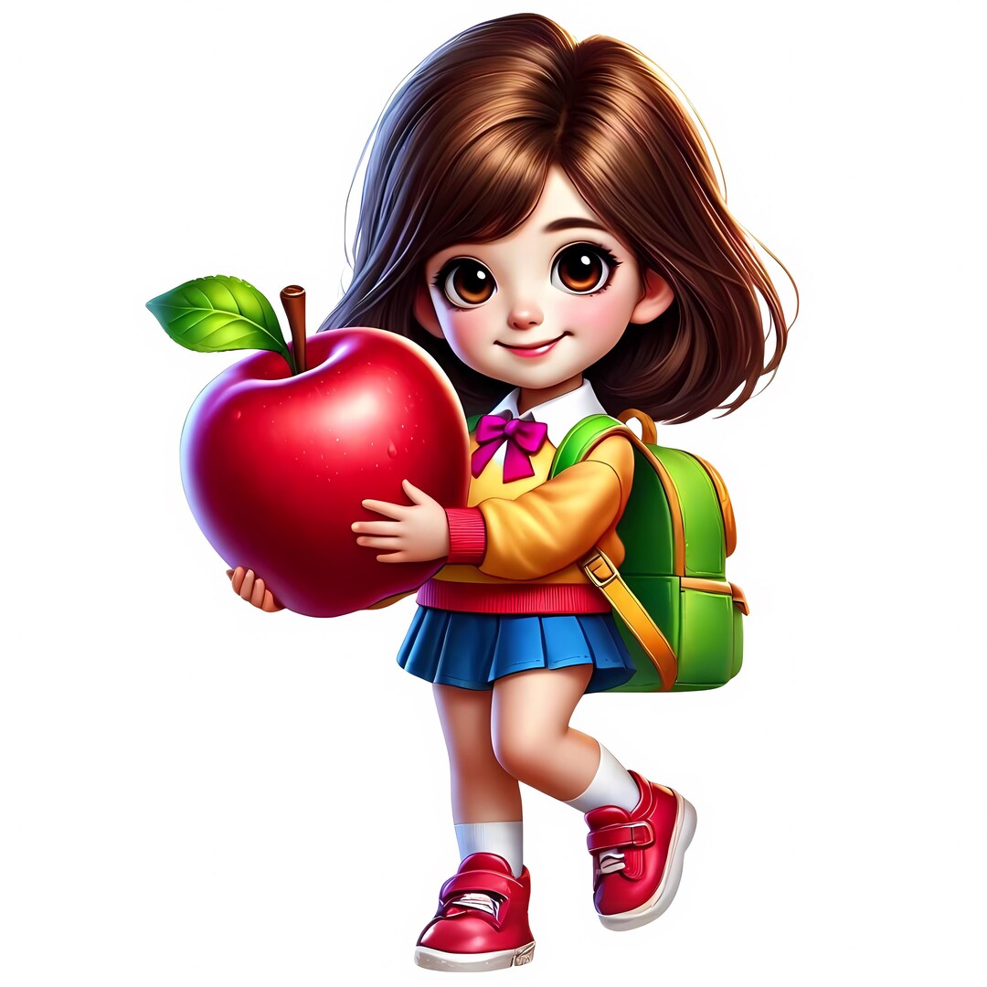 Back to School Girls Clipart | 10 High-quality Jpgs | Cute School Girls ...