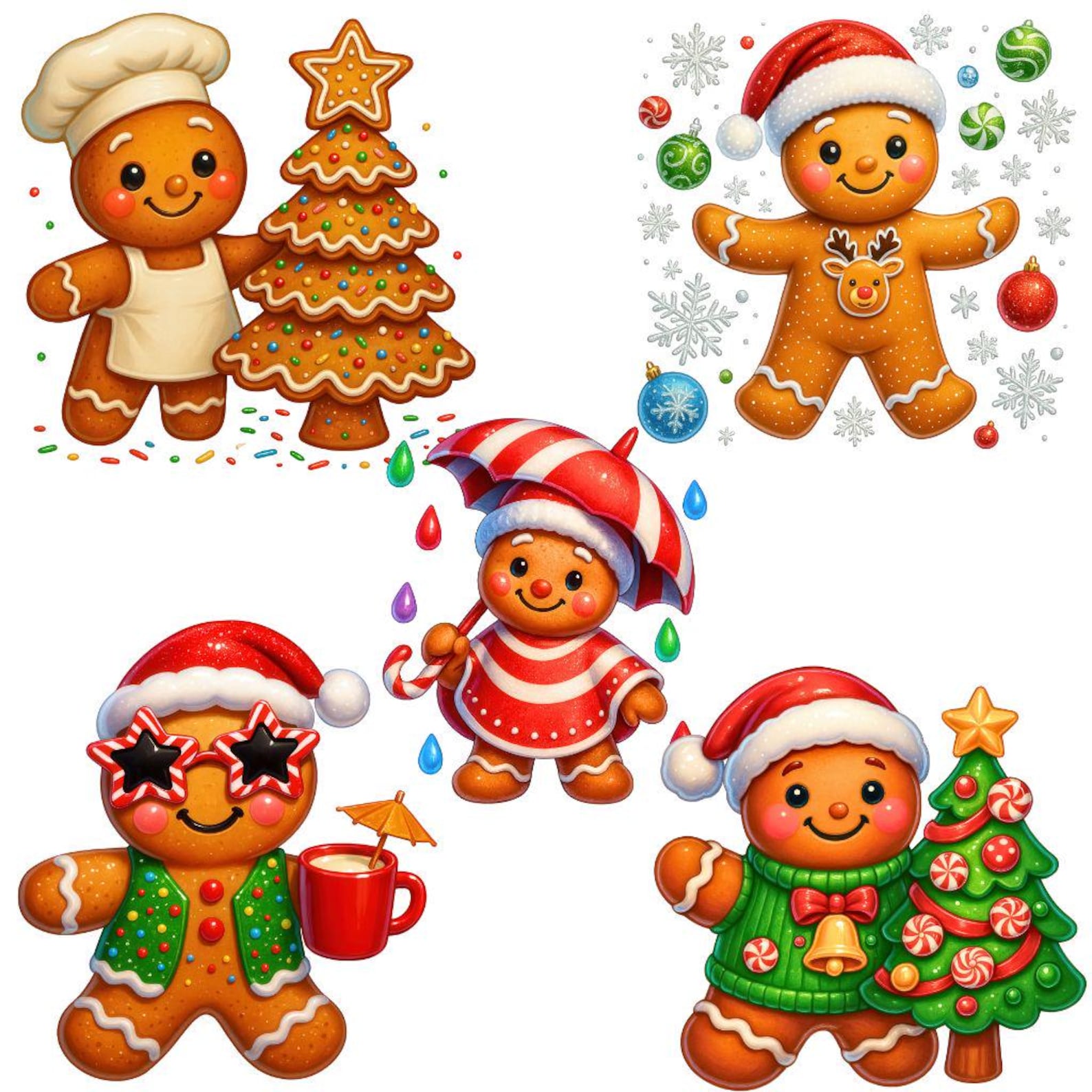 Gingerbread Man Christmas Clipart Bundle: Festive Cookie Pngs (set of ...