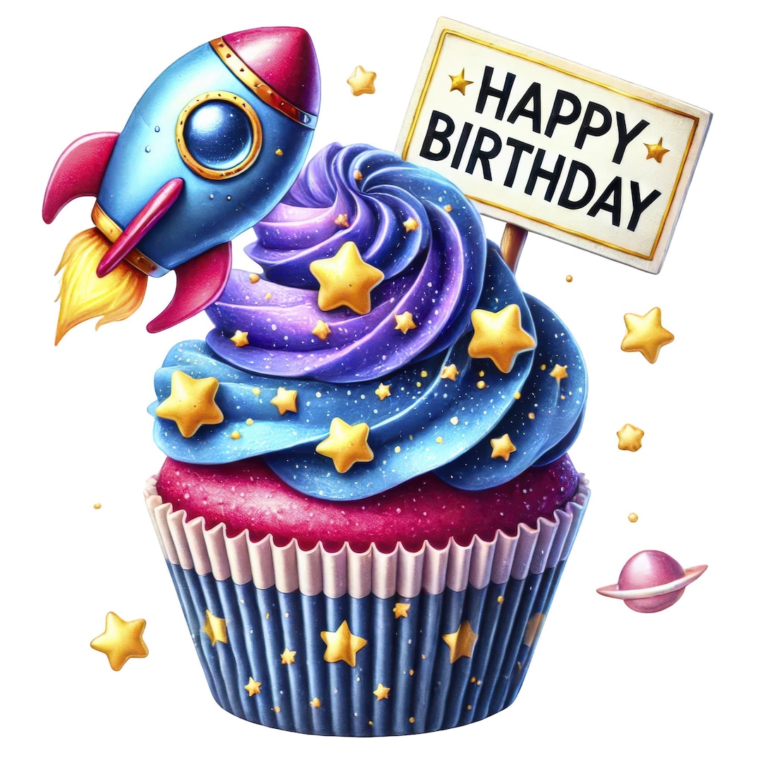 Cute Birthday Cupcake Clipart | 10 High-quality Pngs | Happy Birthday ...