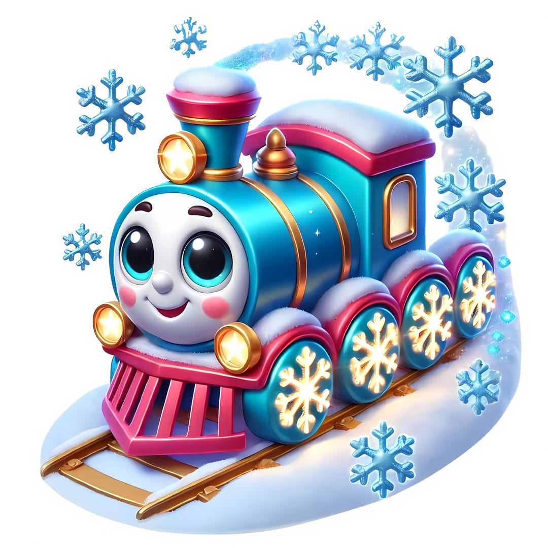 Cute Christmas Train Clipart 12 High-quality Jpgs Festive Christmas ...