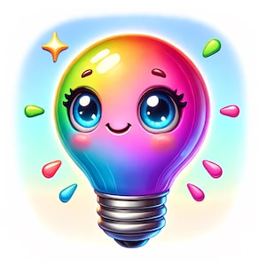 Cute Bulb Clipart | 12 High-quality Jpgs | Adorable Light Bulb Clipart ...