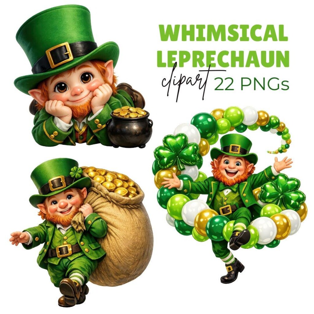 Whimsical Leprechaun Clipart, Funny St. Patrick’s Day Graphics (digital ...