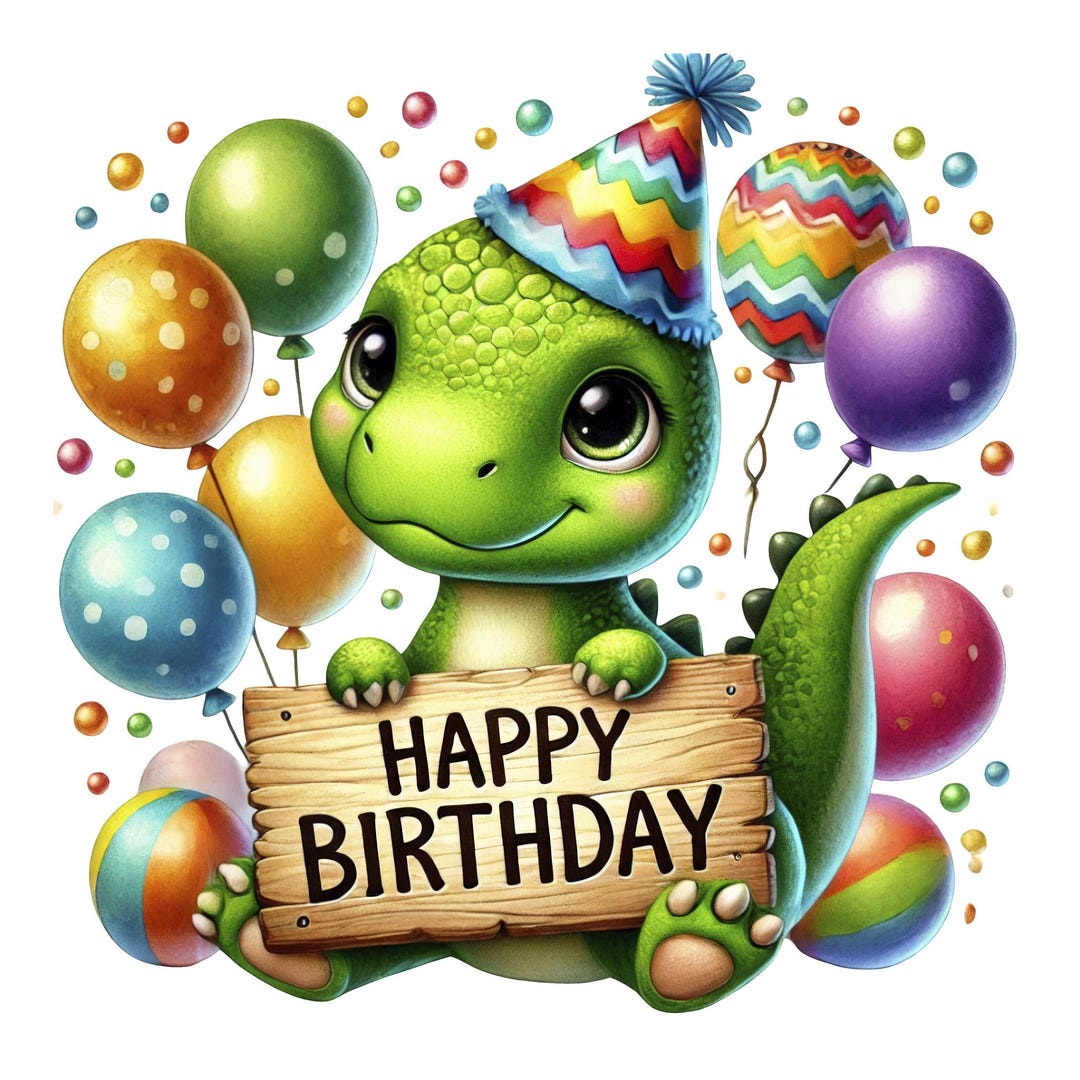 Cute Dinosaur Birthday Clipart | 10 High-quality Designs | Happy ...