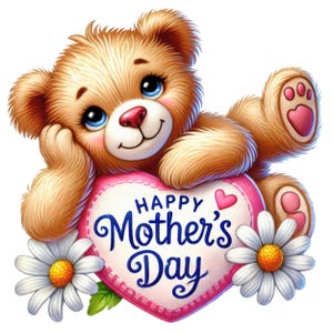 Mother's Day Teddy Bear Clipart, High-quality PNG JPG (digital Download ...