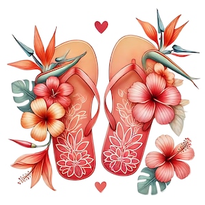 Rainbow Flip Flops Clipart: Summer Beach Designs (digital Download ...