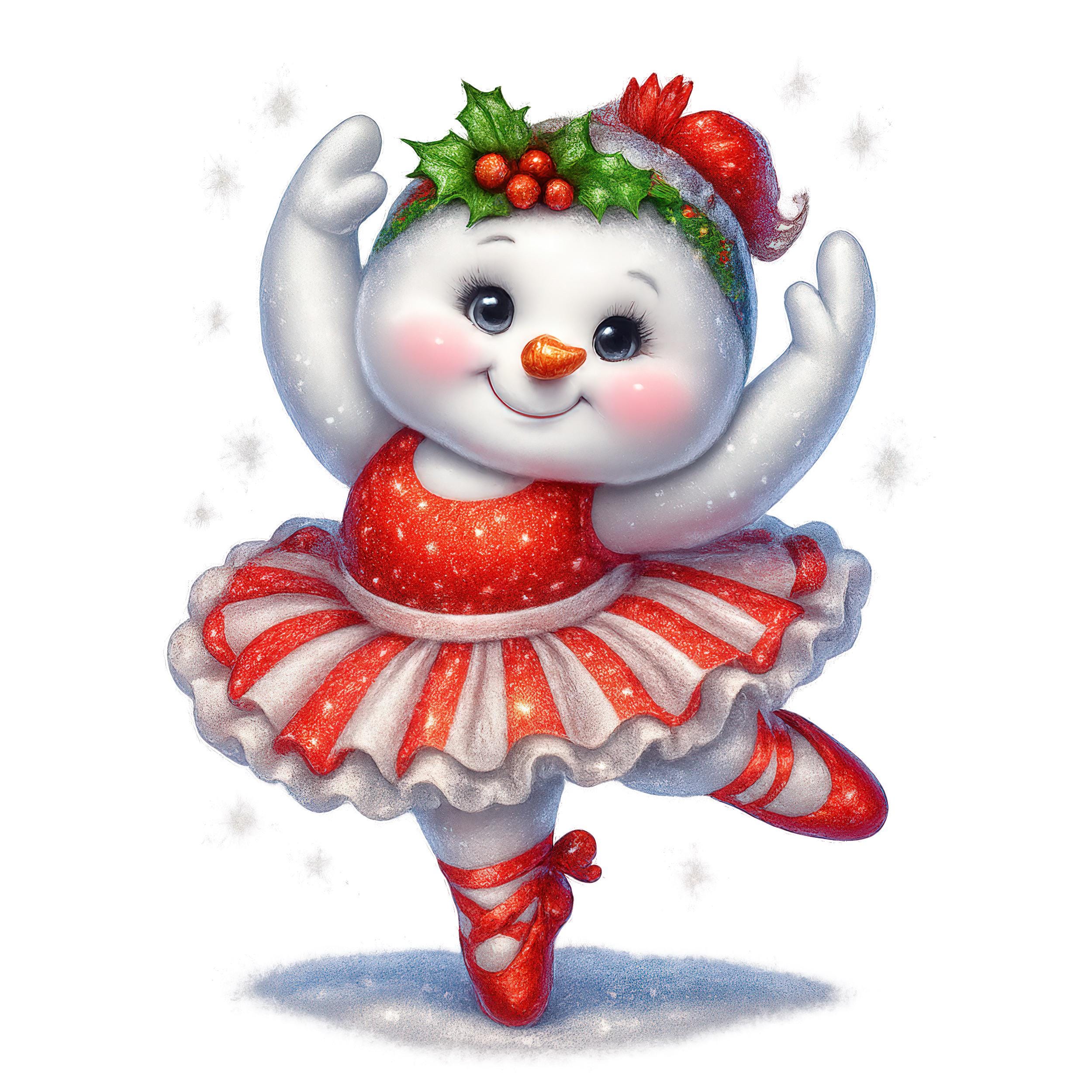 Ballerina Snowman Clipart: Christmas Snowlady PNG (digital Download - Etsy