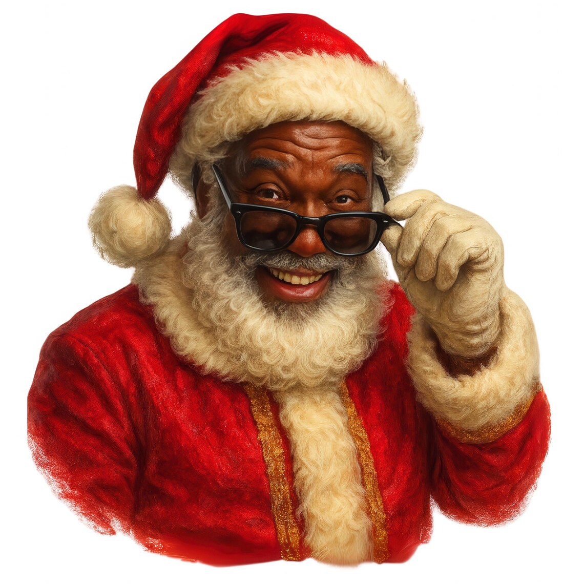 10 Funny African American Santa Clipart, Christmas PNG, Playful Black ...