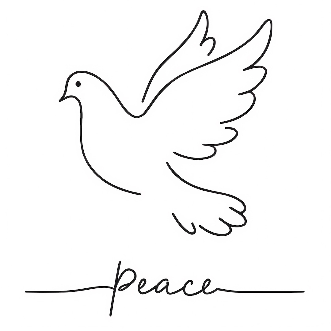 Dove Line Art Clipart: Elegant Peace Symbol (10 JPG Digital Download ...