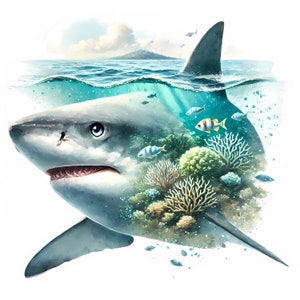 Majestic Shark JPG Clipart | Ocean Art Printables (digital Download ...