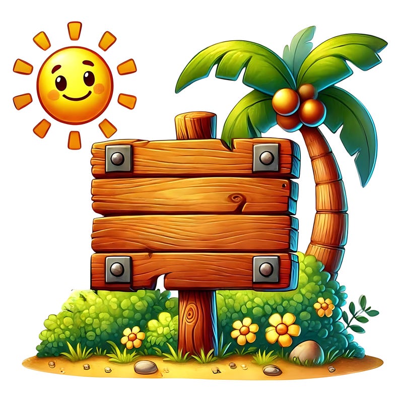 Tropical Beach Sign Clipart: Summer Art Bundle (digital Download ...