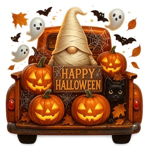 Halloween Gnome & Truck Clipart: Fall Pumpkin PNG (digital Download - Etsy